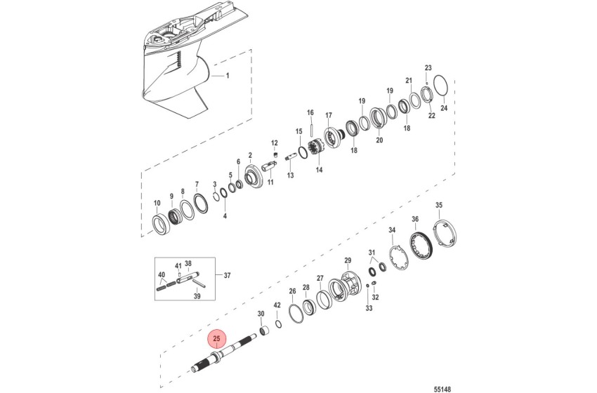 Mercury - SHAFT - PROPELLER LH - Quicksilver - 44-8M0088079 | Gear ...