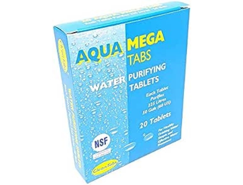 Clean Tabs Aqua Mega Tabs Water Purifying Tablets Pack of 20 225L ...