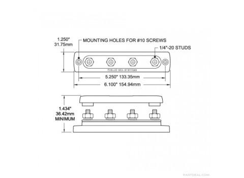 Blue Sea - 4 way - BUS BAR with cover - 12V - 150 Amps - 2307 | Bus ...