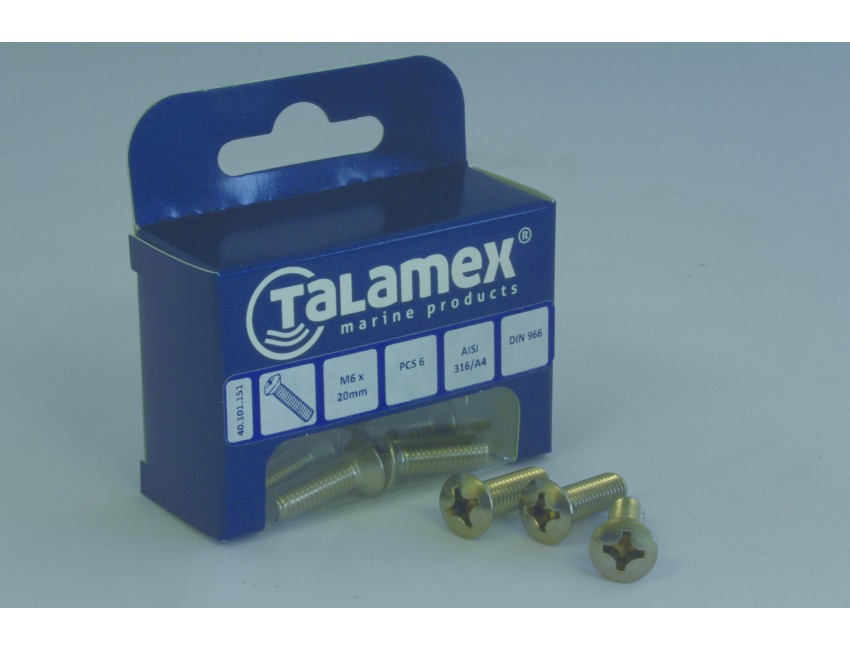 Talamex - RAISED HEAD SCREW M4X40. PHILIPSCR. - 40.101.142 | Talamex ...