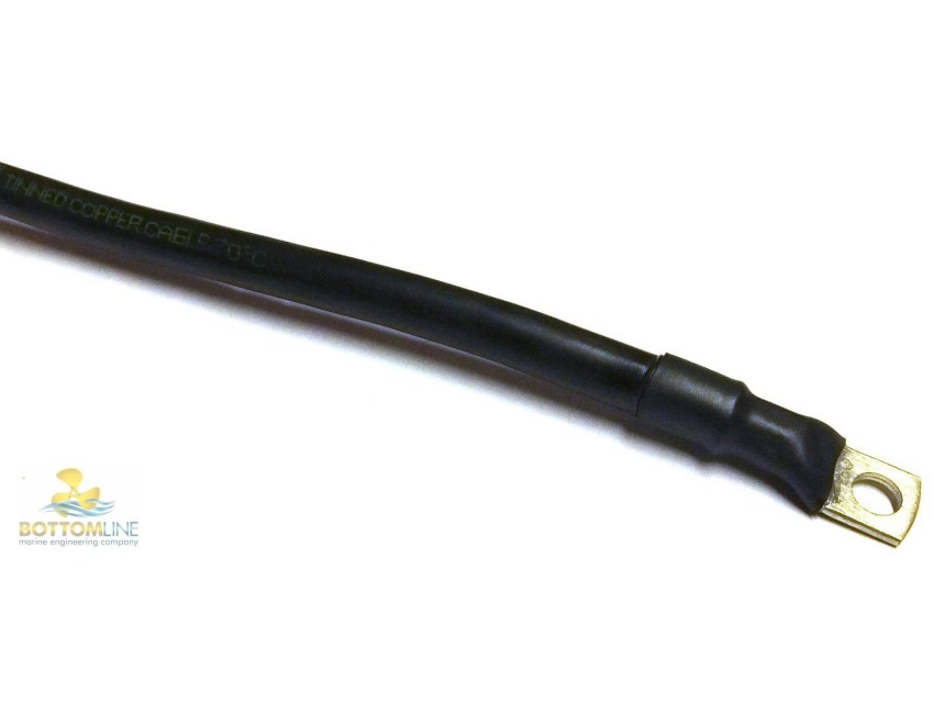 50mm Tinned Battery Cable - 1m with 10mm lugs - Black | Battery Cables ...