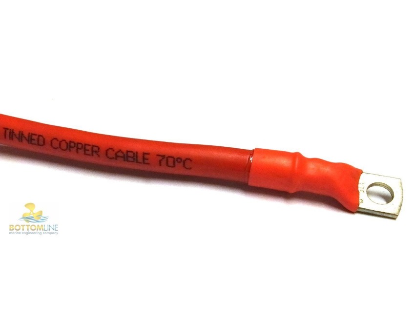 50mm Tinned Battery Cable 1m with 10mm lugs - Red | Battery Cables ...