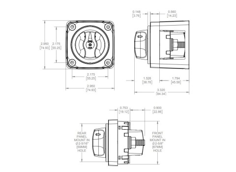 Blue Sea - 6006 Battery Switch -300A - Mini - Marine rated - IP66 - OFF ...