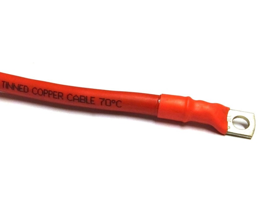 70mm Marine Tinned Battery Cable assembly 485 Amp - Red - 250mm 10-10 ...
