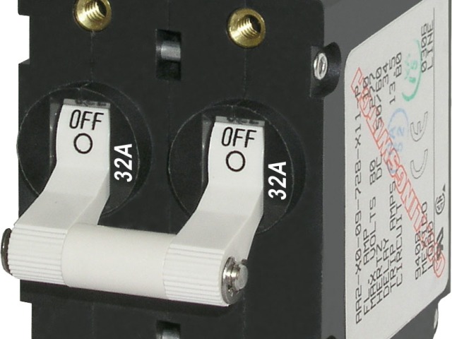 Blue Sea - A-Series White Toggle Circuit Breaker - Double Pole 32A - PN ...
