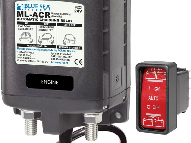 Blue Sea - ML-ACR Automatic Charging Relay with Manual Control - 24V DC ...