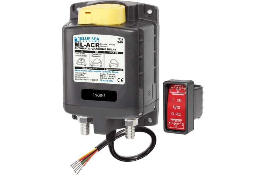 Blue Sea - ML-ACR Automatic Charging Relay with Manual Control - 24V DC ...