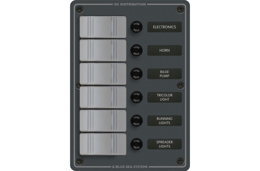 Blue Sea - 6 Position Panel - Slate Gray - PN. 8053 | Waterproof ...