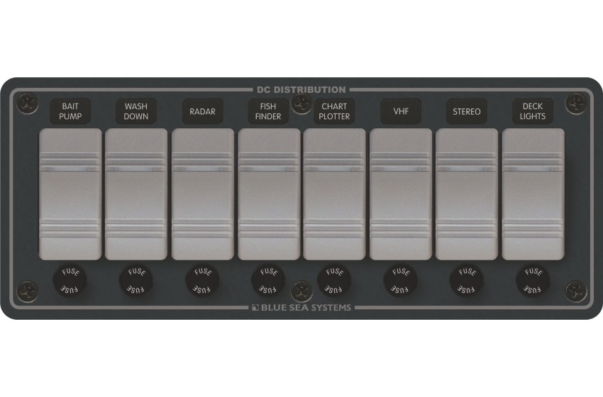 Blue Sea - Contura Water Resistant 12V DC Panel - 8 Position - PN. 8261 ...