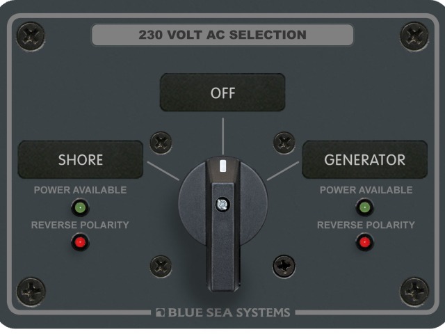 Blue Sea - AC Rotary Switch Panel 30 Ampere 2 positions + OFF, 2 Pole ...