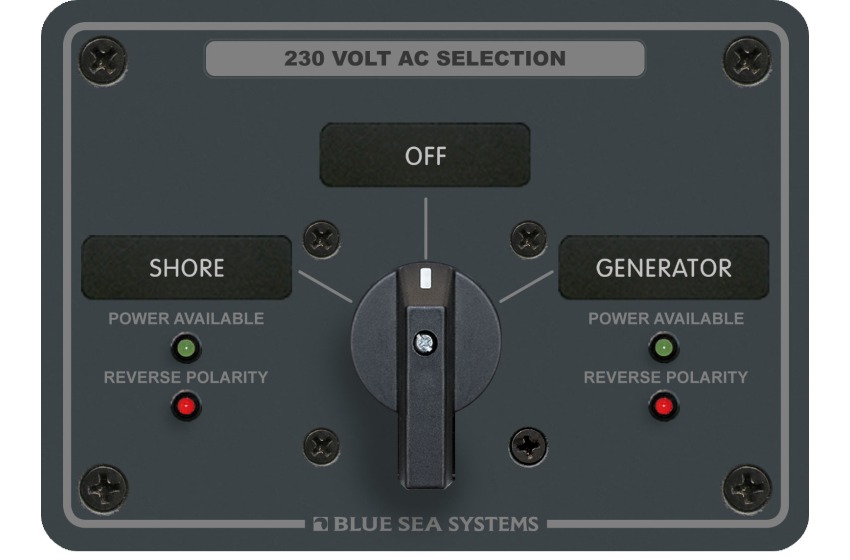 Blue Sea - AC Rotary Switch Panel 30 Ampere 2 positions + OFF, 2 Pole ...