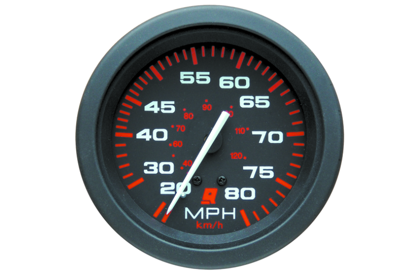 Mercury - SPEEDOMETER KIT (0-80 MPH) Black Face, Red Graduations, Black ...