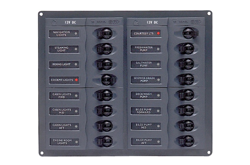 BEP - CIRCUIT BREAKER PANEL DC 12v 16x Single Pole 4x5A 5x10A 5x15A ...