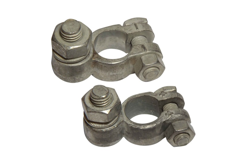 Battery terminal clamp set - Positive and negative - 10mm terminals ...