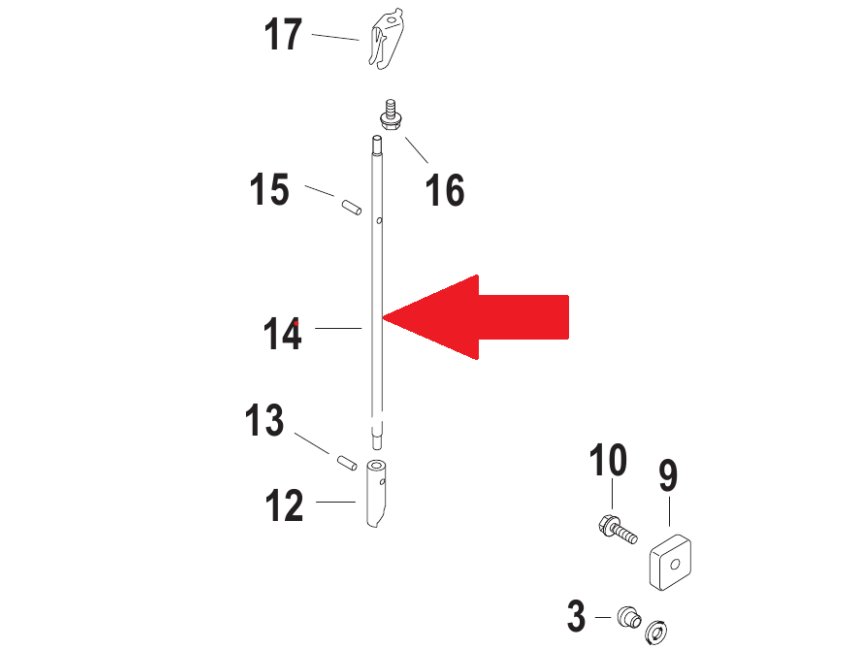 Mercury - LOWER SHIFT SHAFT 9.9 10 15 20hp EFI- Quicksilver - 8M0152398 ...