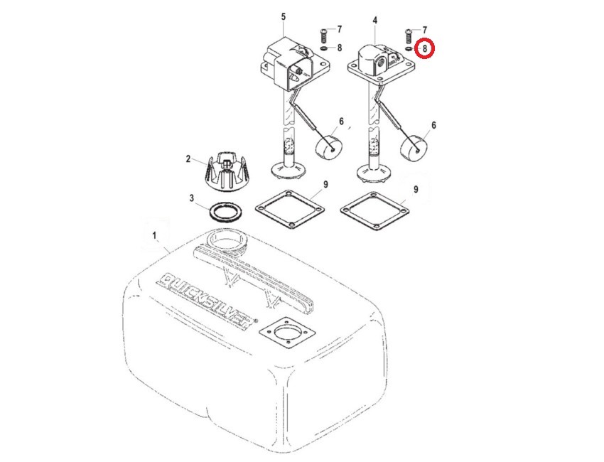 Quicksilver 25L Outboard motor fuel tank pickup screw seal - 12-859080 ...